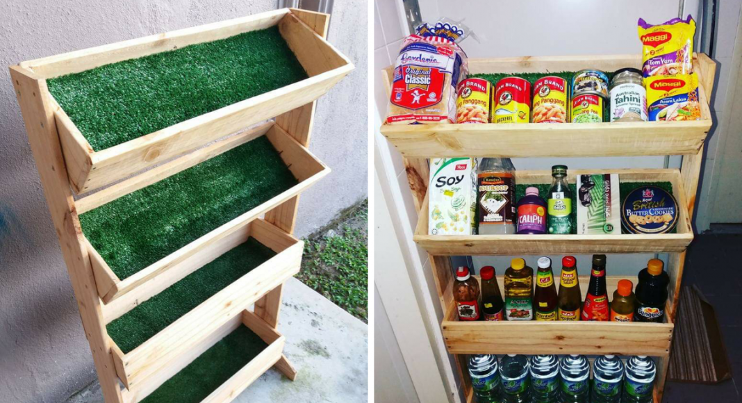 Kayu Pallet Terbuang Buatkan Rak Dapur Begini. Ada Juga Gunanya!