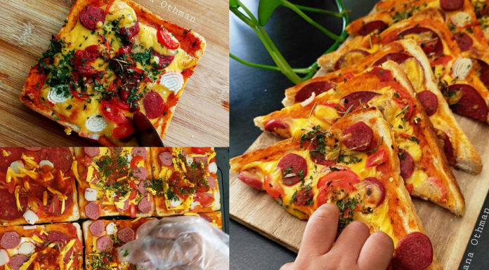 Sebuku Roti Terletak Elok Atas Meja Tak Terusik, Jadikan Pizza Sekelip ...