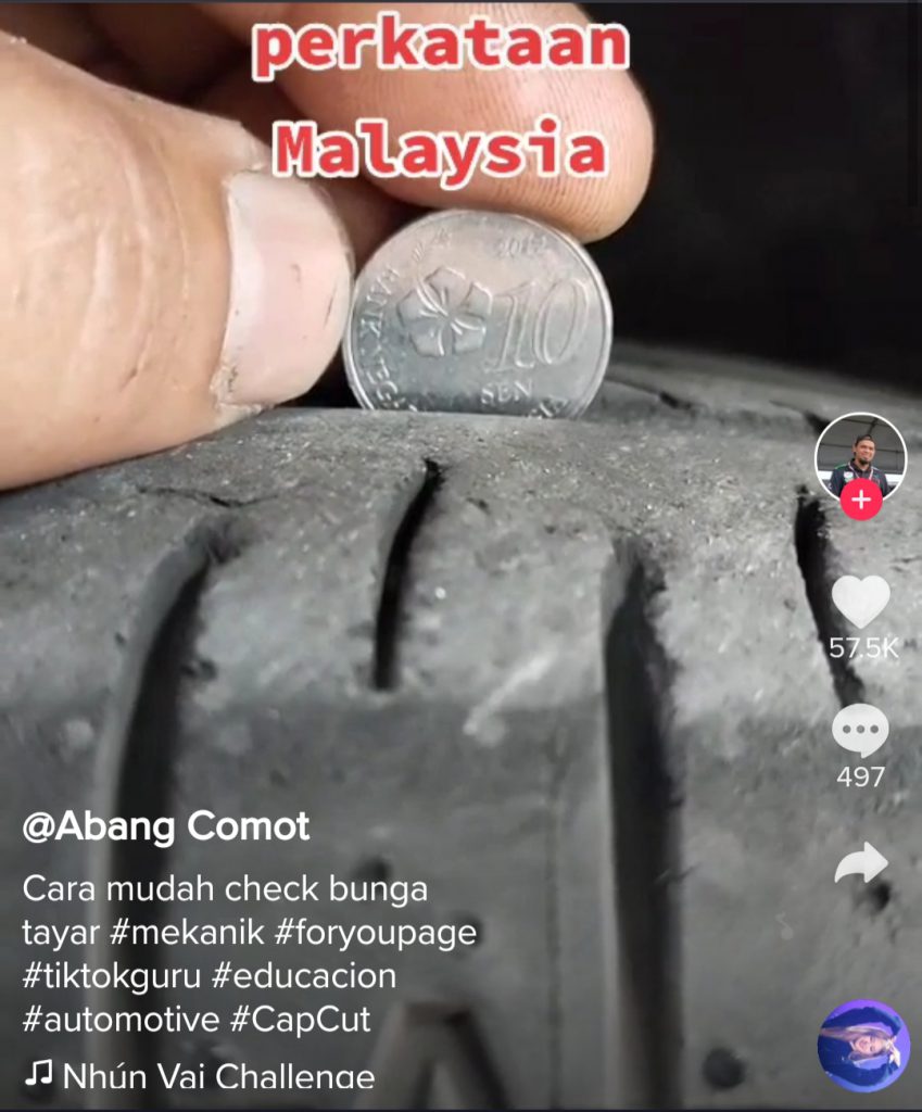 Gunakan Duit Syiling 10 Sen Nak Check Bunga Tayar Kenderaan. Mudah ...